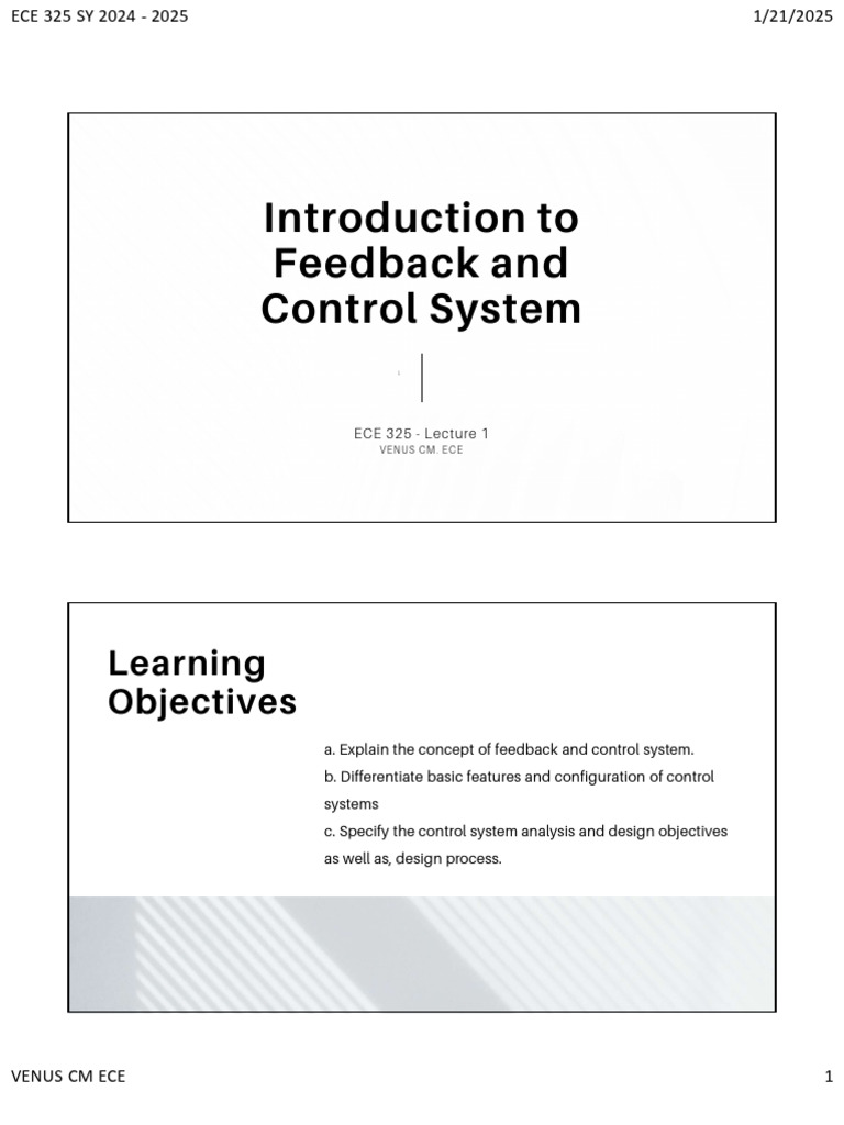 1 Introduction to the Course PDF | PDF | Feedback | System