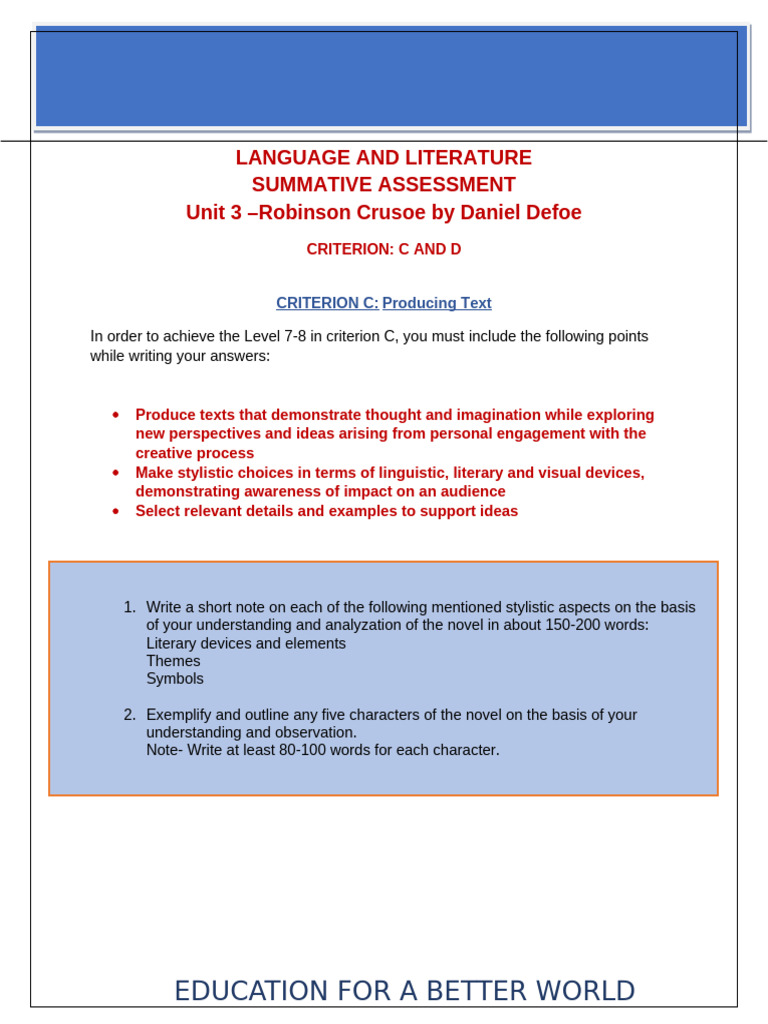 Myp 2 Language and Literature | PDF