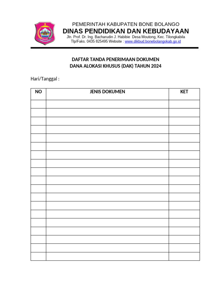 Daftar Penerimaan DAK 2024 | PDF