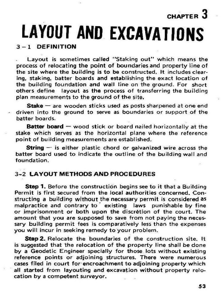 Excavation Layout and Procedures Guide | PDF