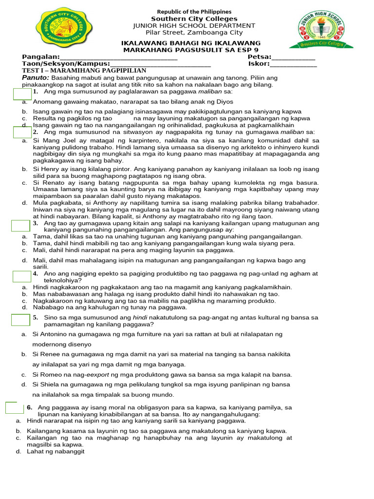 2nd Part Exam 2nd Grading | PDF