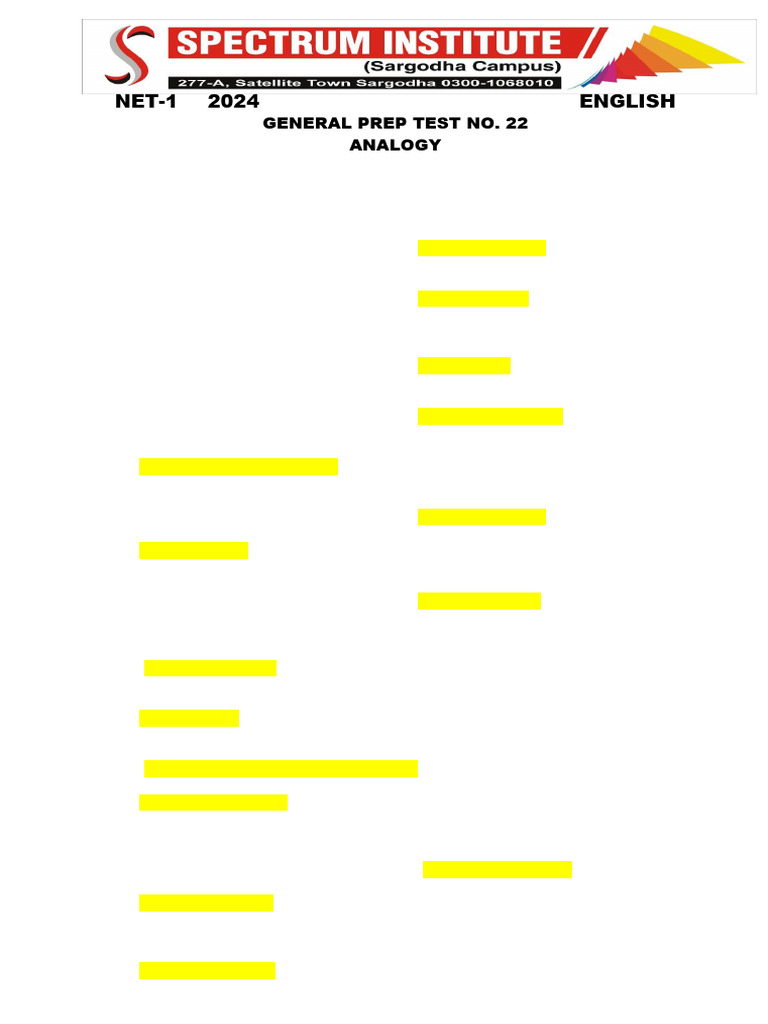 Analogy Practice KEY | PDF