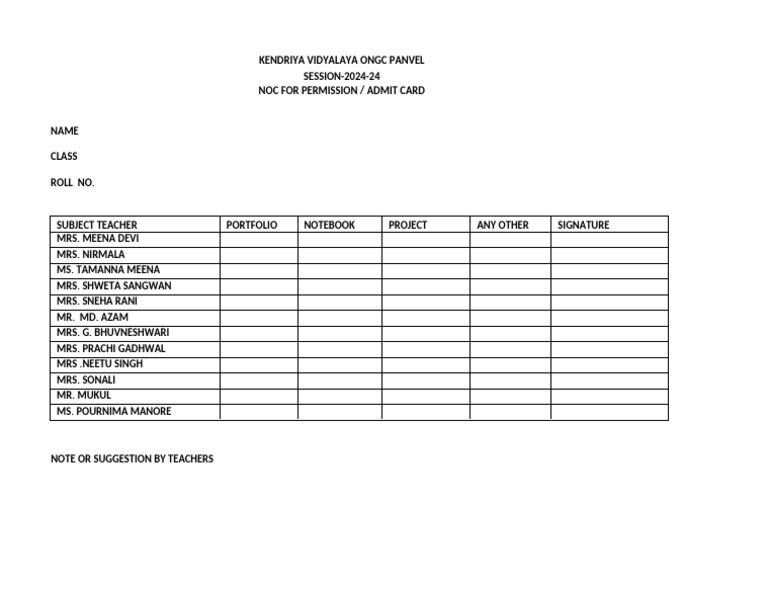 Student Admit Card Checklist | PDF