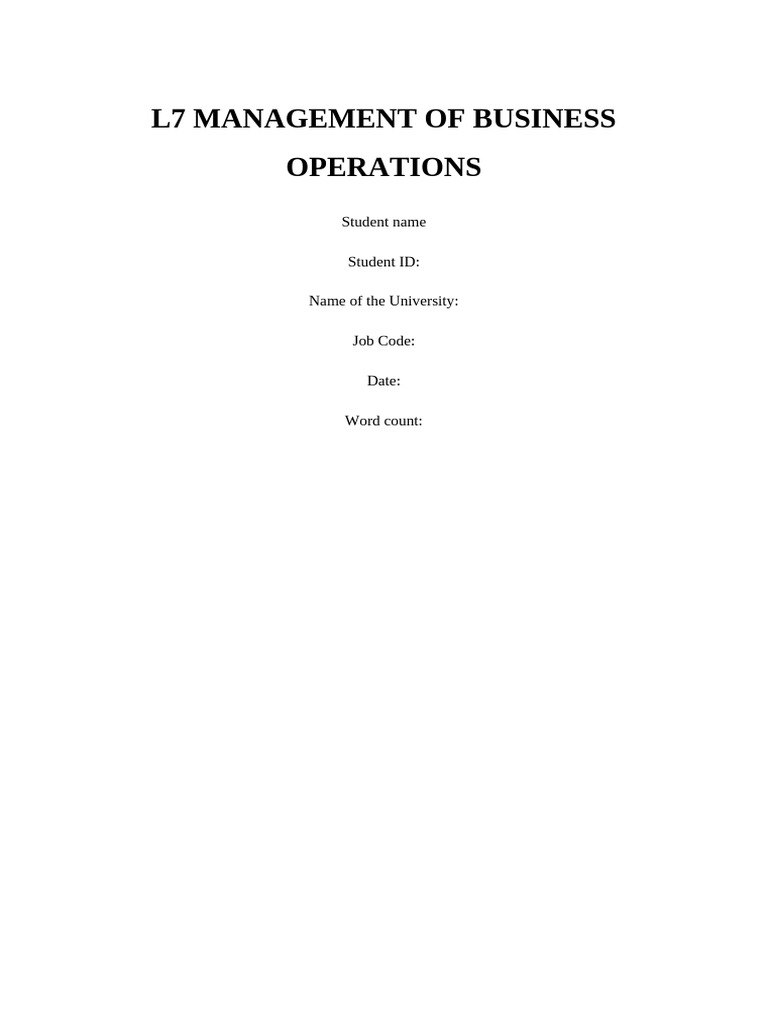l7 Management of Business Operations | PDF | Strategic Management ...