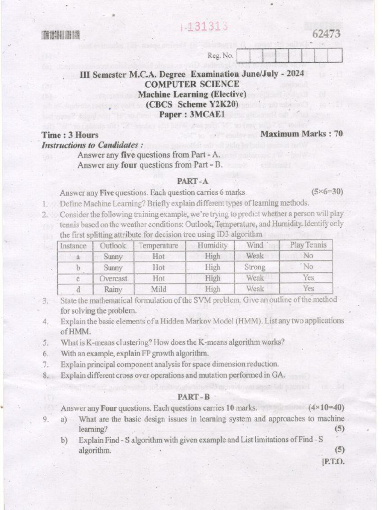 Machine Learning (Elective) | PDF