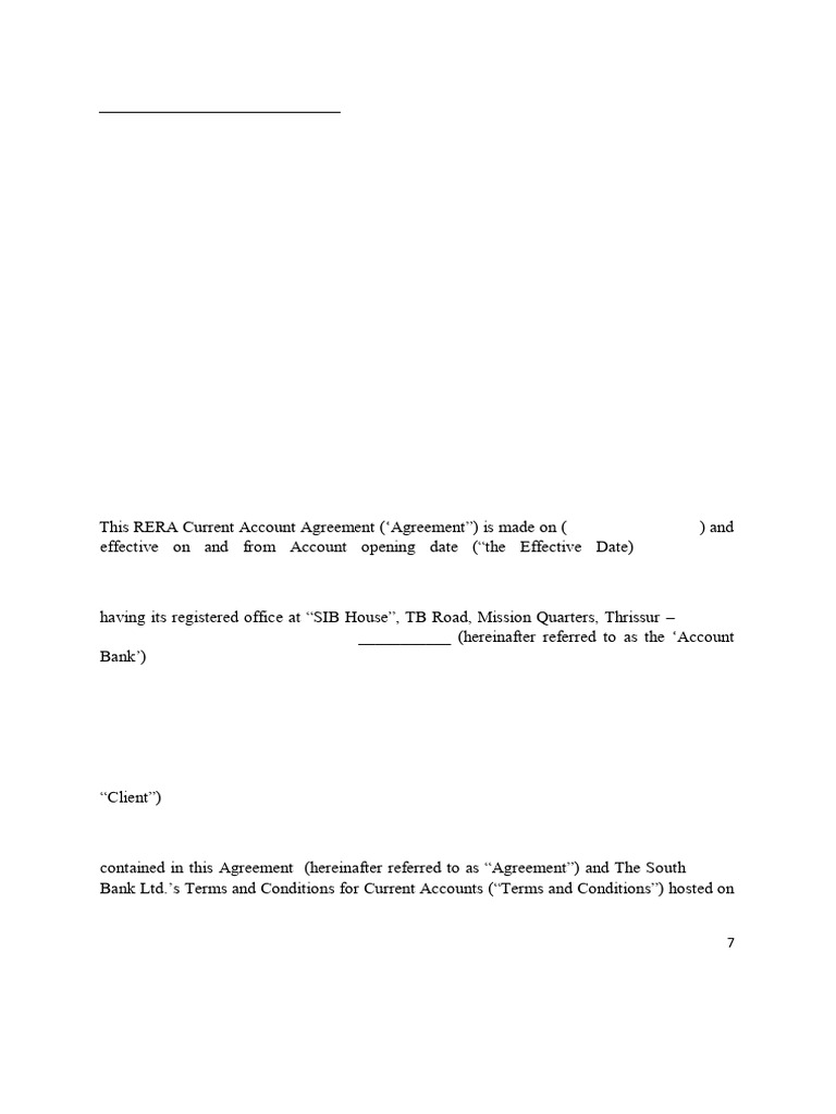 Annexure I - RERA Agreement Format | PDF | Indemnity | Banks