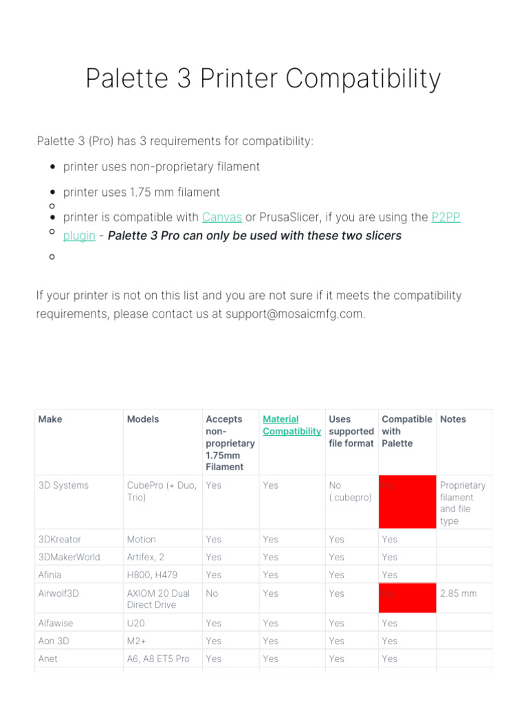 Palette 3 Printer Compatibility - Mosaic Manufacturing | PDF | 3 D ...