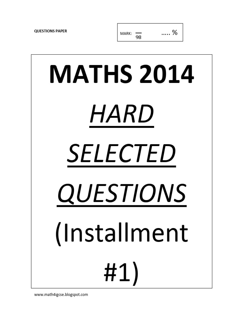HARDEST - QUESTIONS Math 2014 | PDF