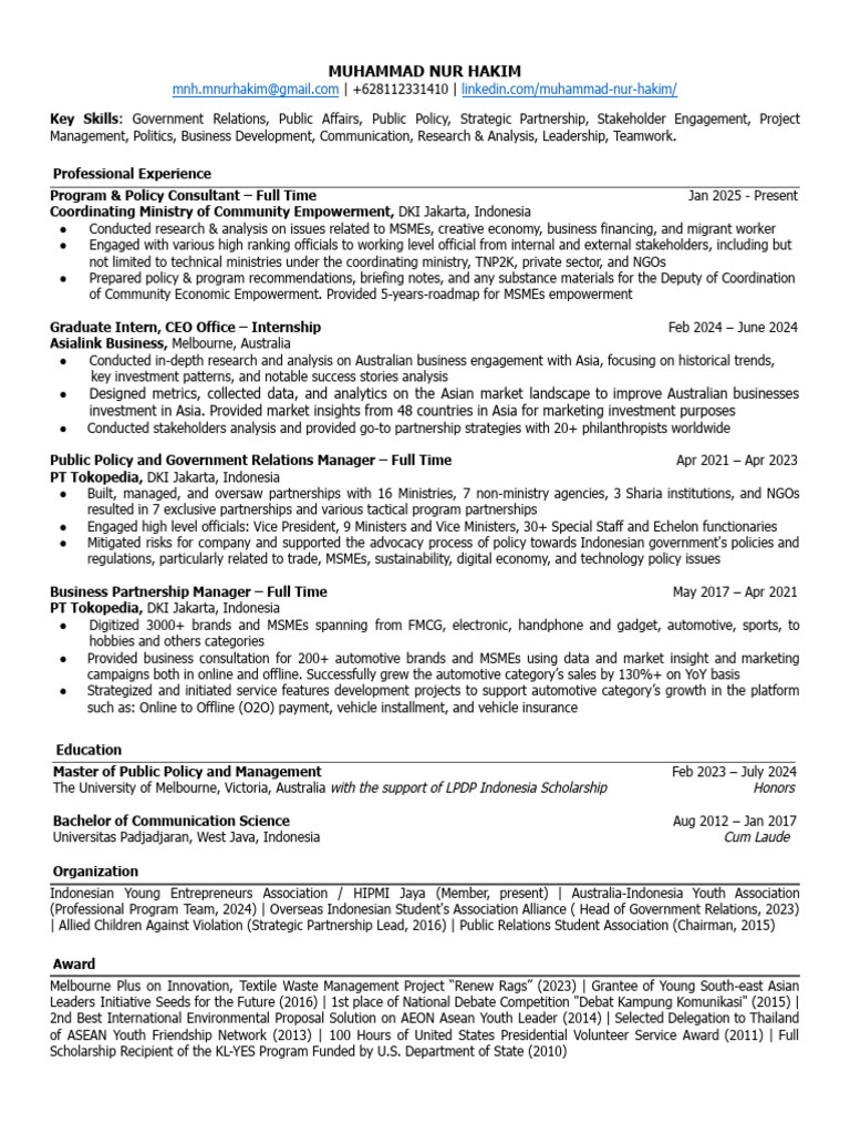 HAKIM_resume_110033_162356_ | PDF | Empowerment | Small And Medium Sized Enterprises