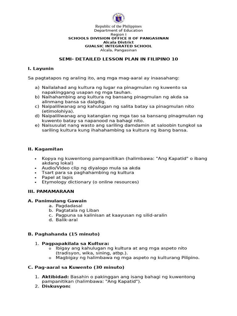 Week 2 LP Fil 10 | PDF