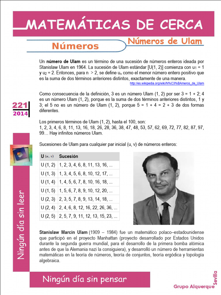 Números de Ulam: Sucesiones y Definición | PDF