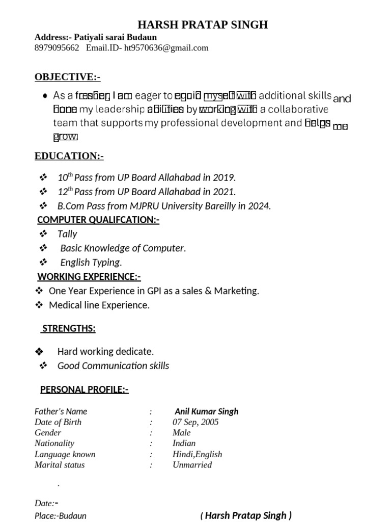 Harsh Pratap Singh - Resume Overview | PDF