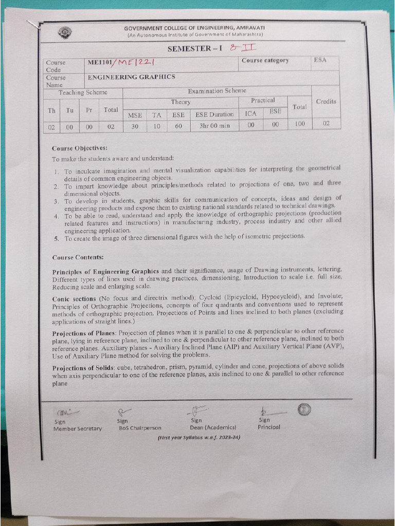 ENGG Graphics Syllabus | PDF
