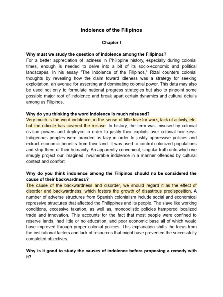 Understanding Filipino Indolence | PDF | Philippines | Colonialism
