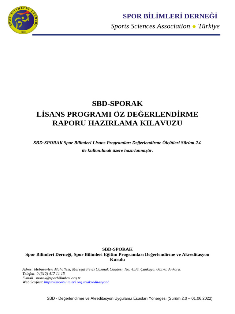 Lisans Programi Öz Değerlendirme Raporu Hazirlama Kilavuzu Versiyon 2.0 | PDF