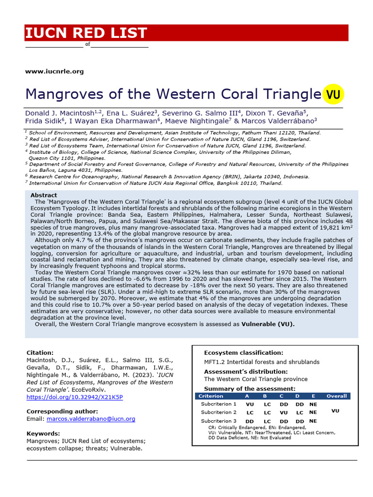Iucn Rle Western-Coral-Triangle 310823 | PDF | Mangrove | Habitat ...