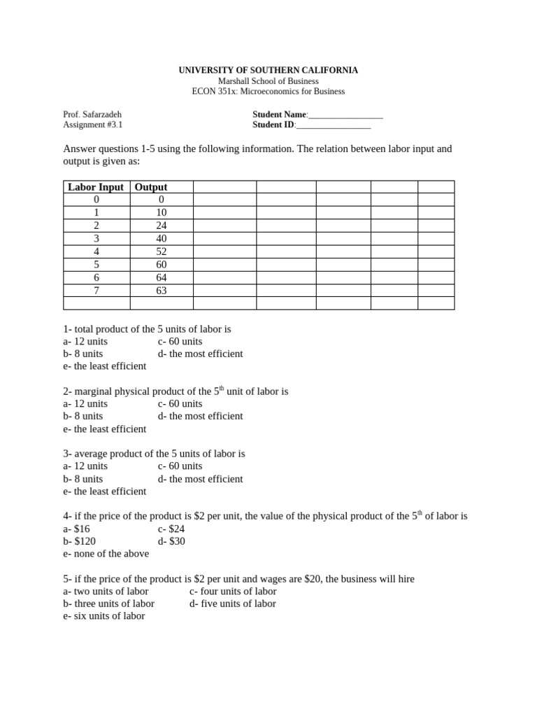 Assign_#3.1 | PDF | Labour Economics | Production Function