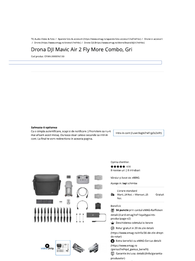 Drona DJI Mavic Air 2 Fly More Combo, Gri - eMAG | PDF