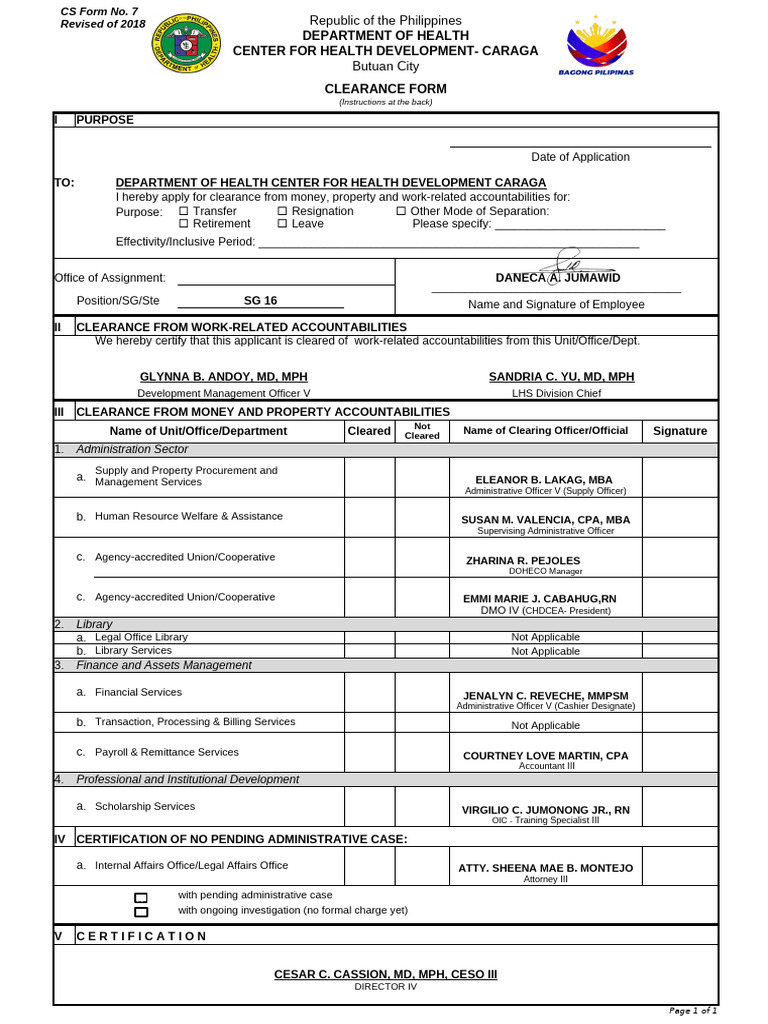 NEW-CS-Form-No7-Clearance-NEW-FORMAT-2024-PDOHO-COPY WITH SIGN | PDF ...