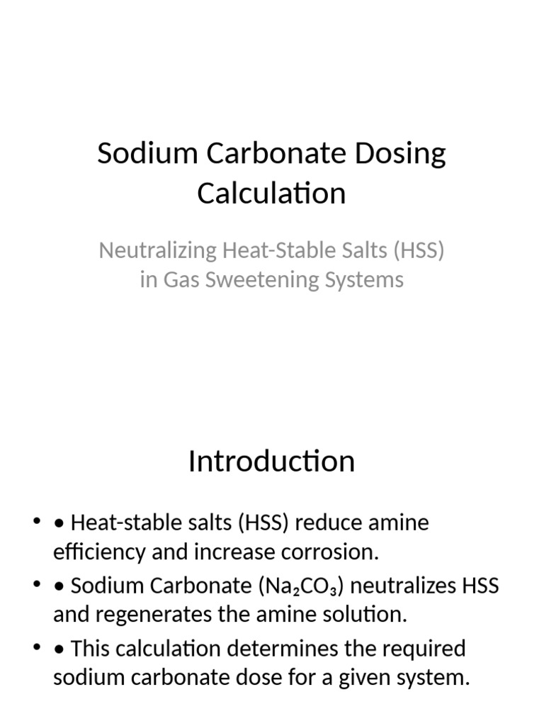 Sodium Carbonate Dosing Steps | PDF | Sodium | Mole (Unit)