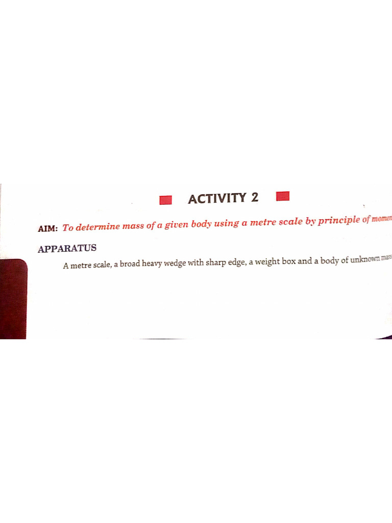 Mass of Given Body Using Metre Scale (Activity) | PDF