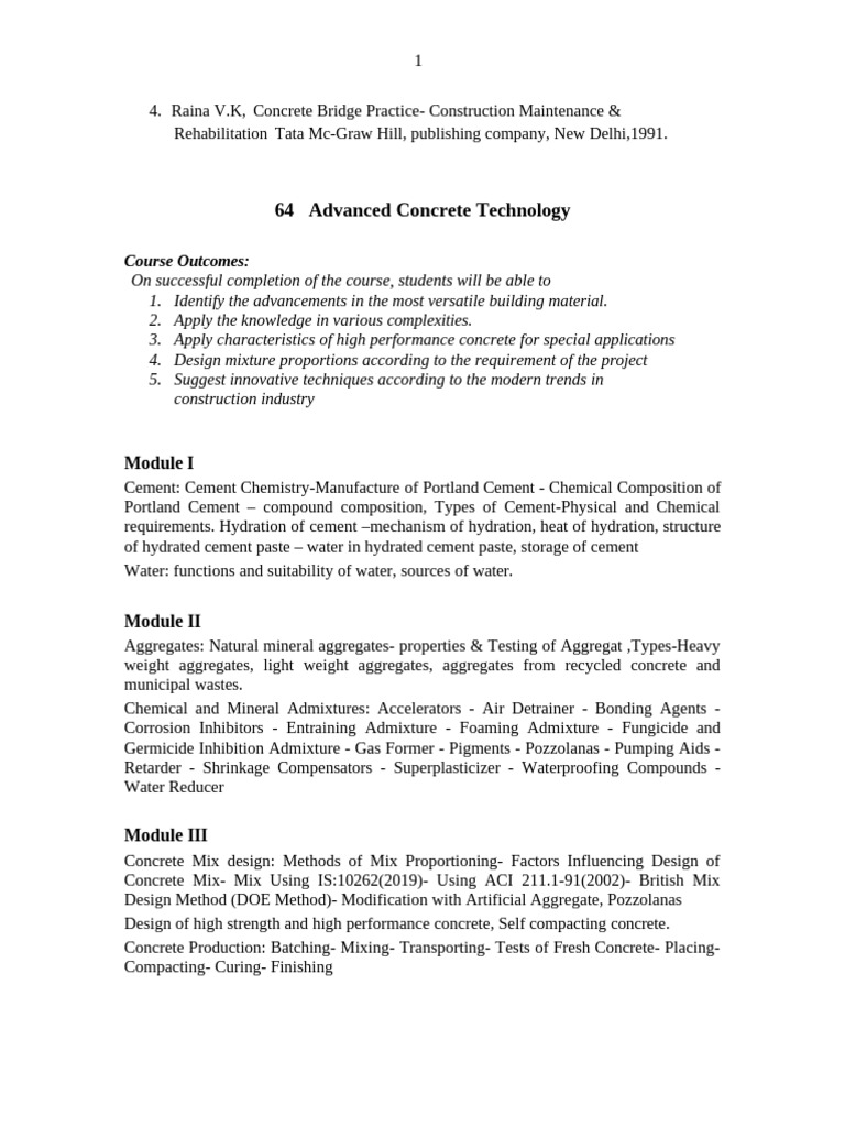 MTech (PT) - Civil Full Syllabus With Revised Code-36-37 | PDF | Concrete | Cement