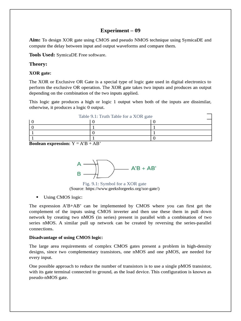 Experiment-09 | PDF | Logic Gate | Cmos