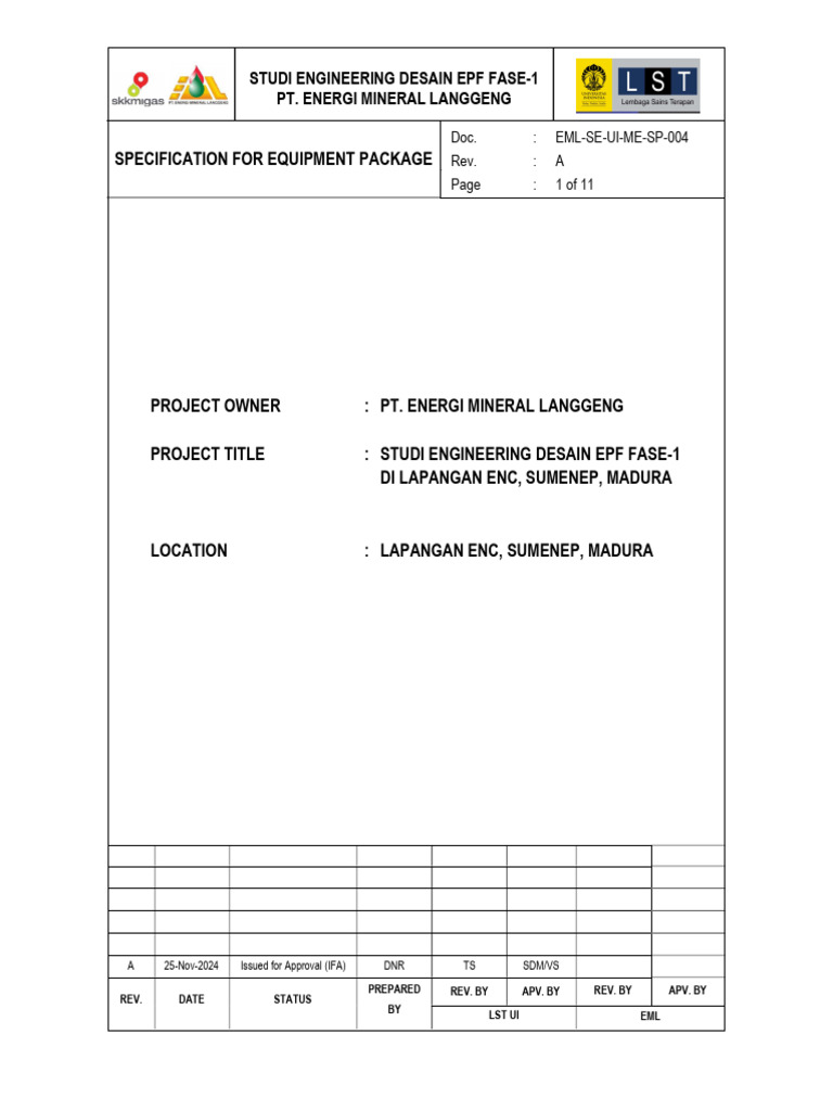 EML-SE-UI-ME-SP-004 - Spec For Equipment Package - RA | PDF ...