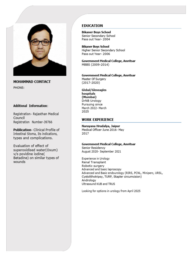 1 - Urologist CV | PDF