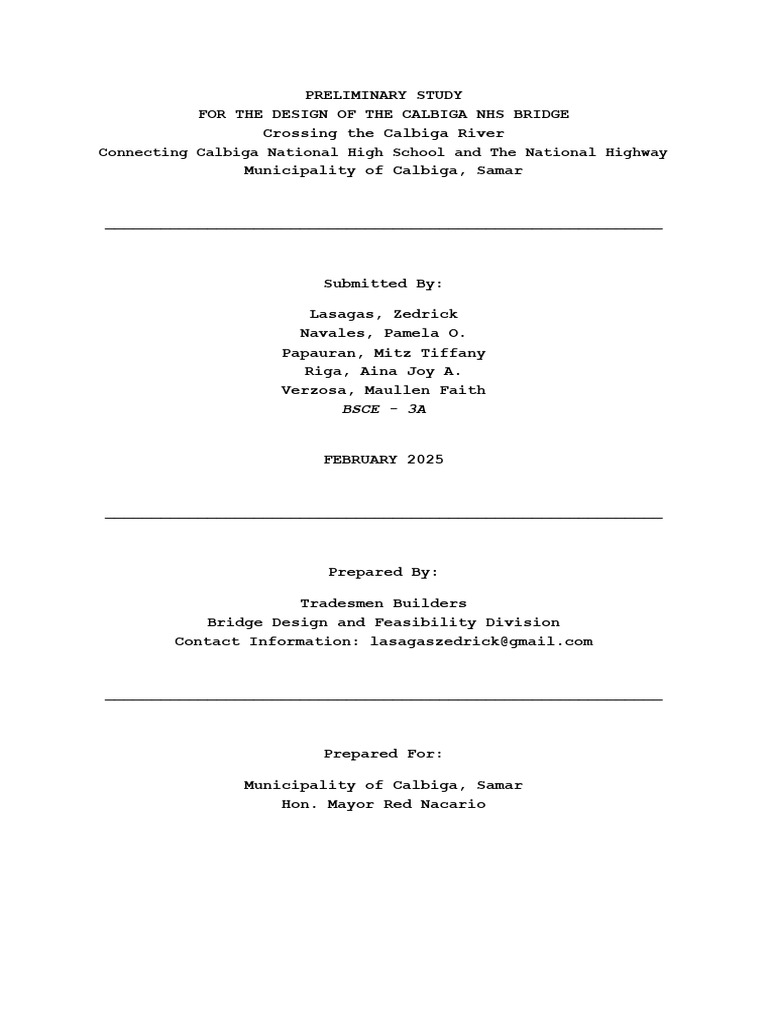 Calbiga Bridge Design Study | PDF | Bridge | Structural Engineering
