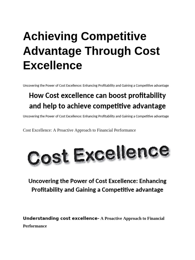 Achieving Competitive Advantage Through Cost Excellence | PDF ...
