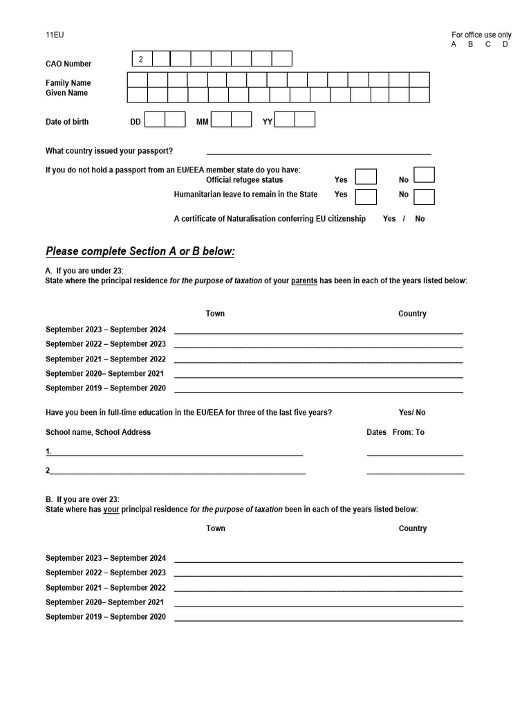 Eu Non Eu Student Fee Status Form | PDF | Government And Personhood | International Law