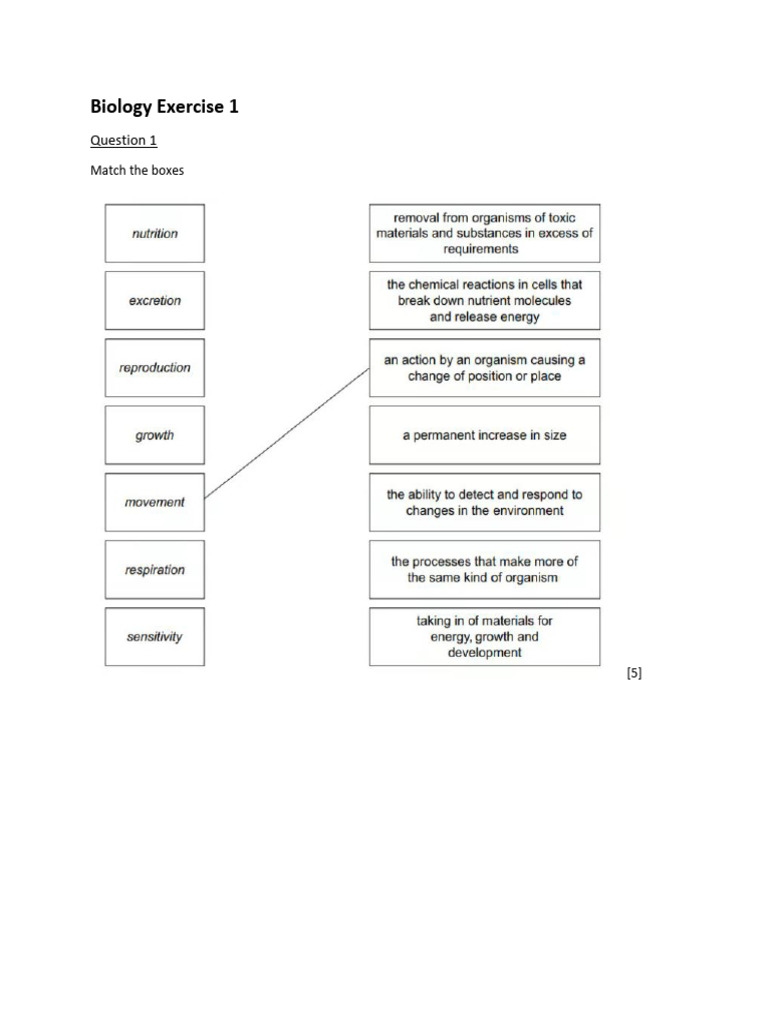 Biology Exercise 1 2025 | PDF