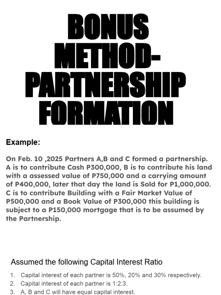 Bonus Method - Partnership Formation | PDF