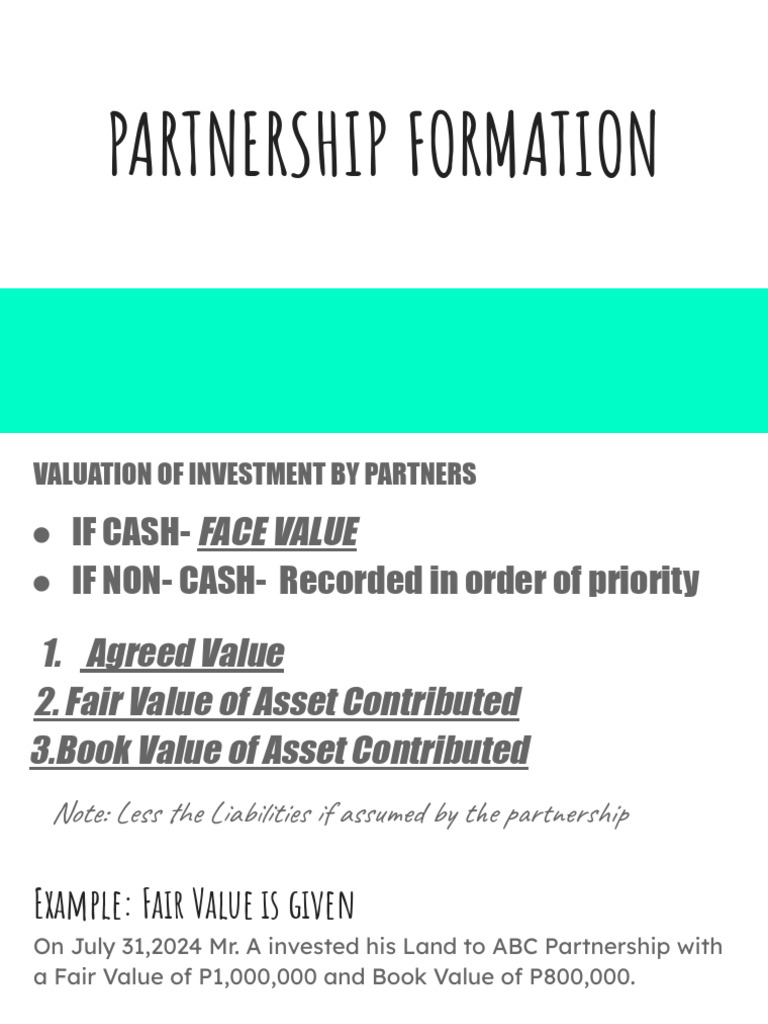 Partnership Formation and Investment Valuation | PDF | Book Value ...