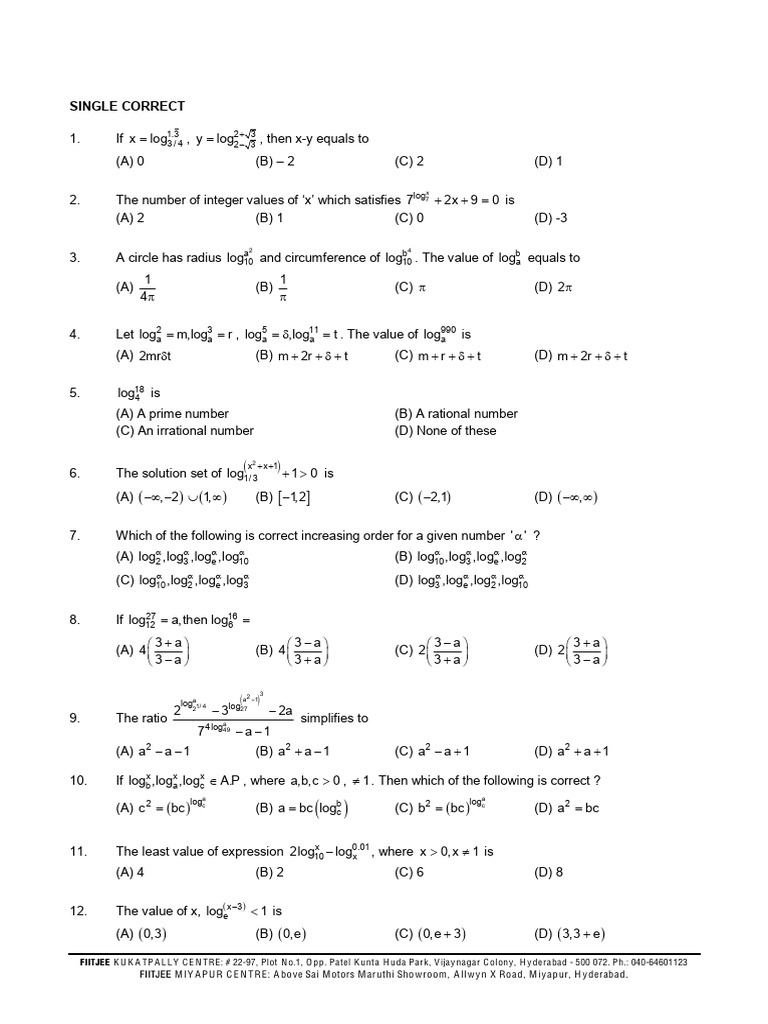 Logarithm Practice Work Sheet | PDF | Numbers | Mathematical Objects