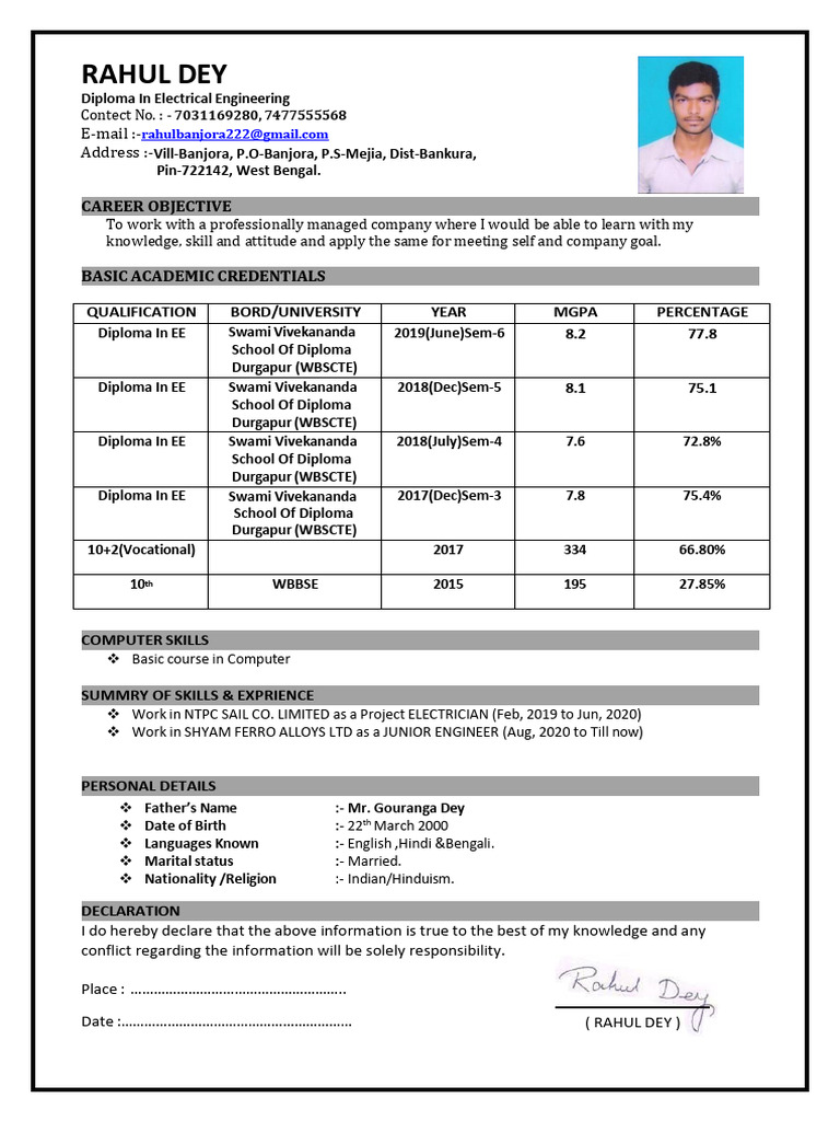 1000 RAHUL New CV P&s | PDF