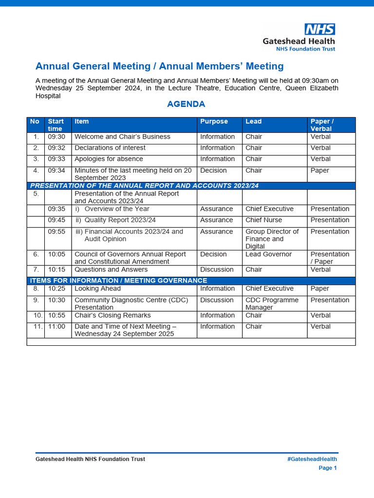 AGM Combined Papers - September 2024 | PDF | National Health Service ...