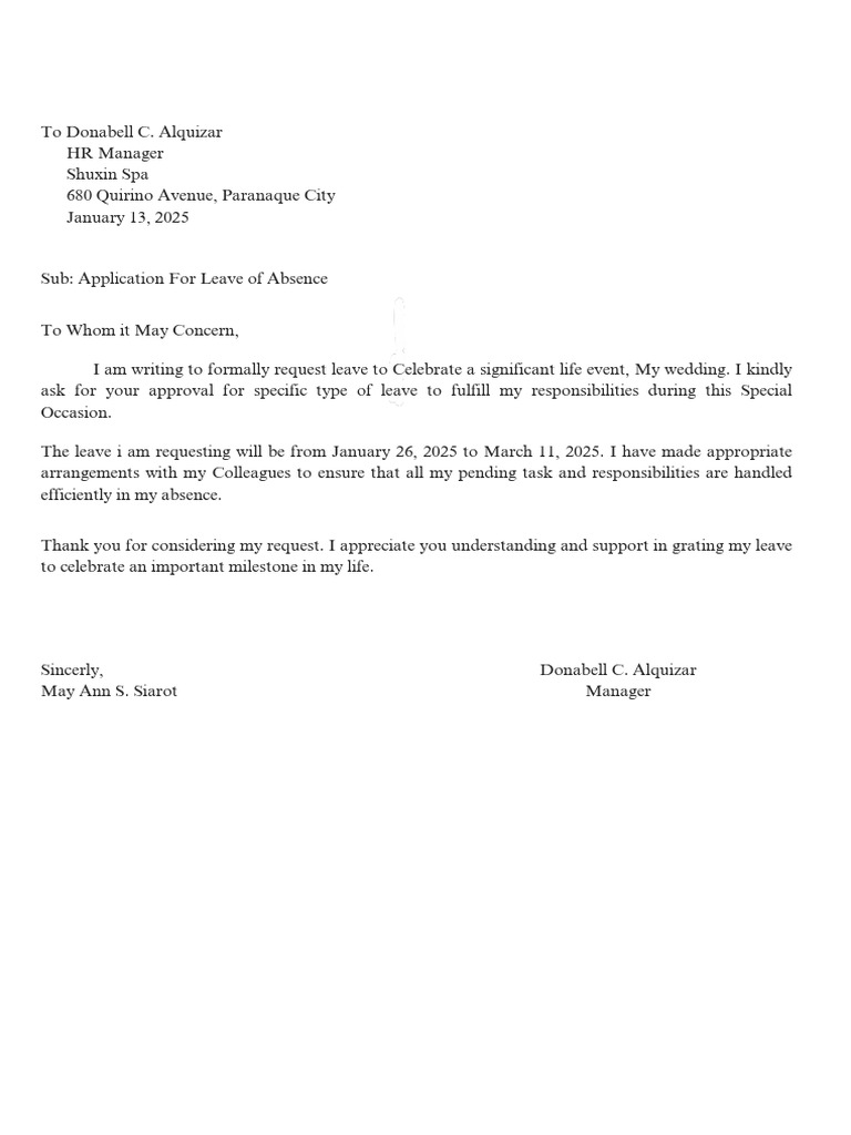 Leave Letter | PDF