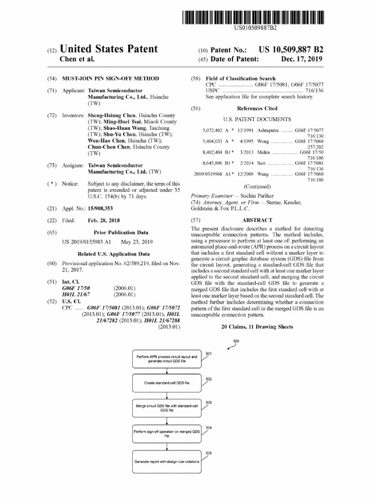 US10509887 美國專利 must-join pin sign-off method | PDF | Integrated Circuit | Input/Output