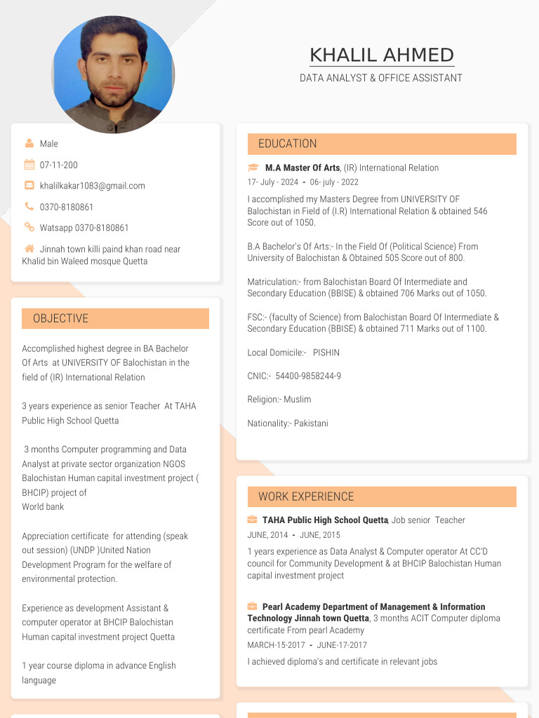 Khalil Ahmed: Education | PDF