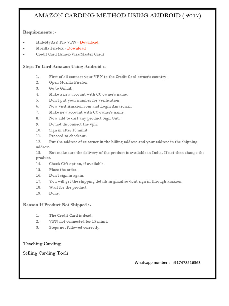 Amazon Carding Guide for Android | PDF