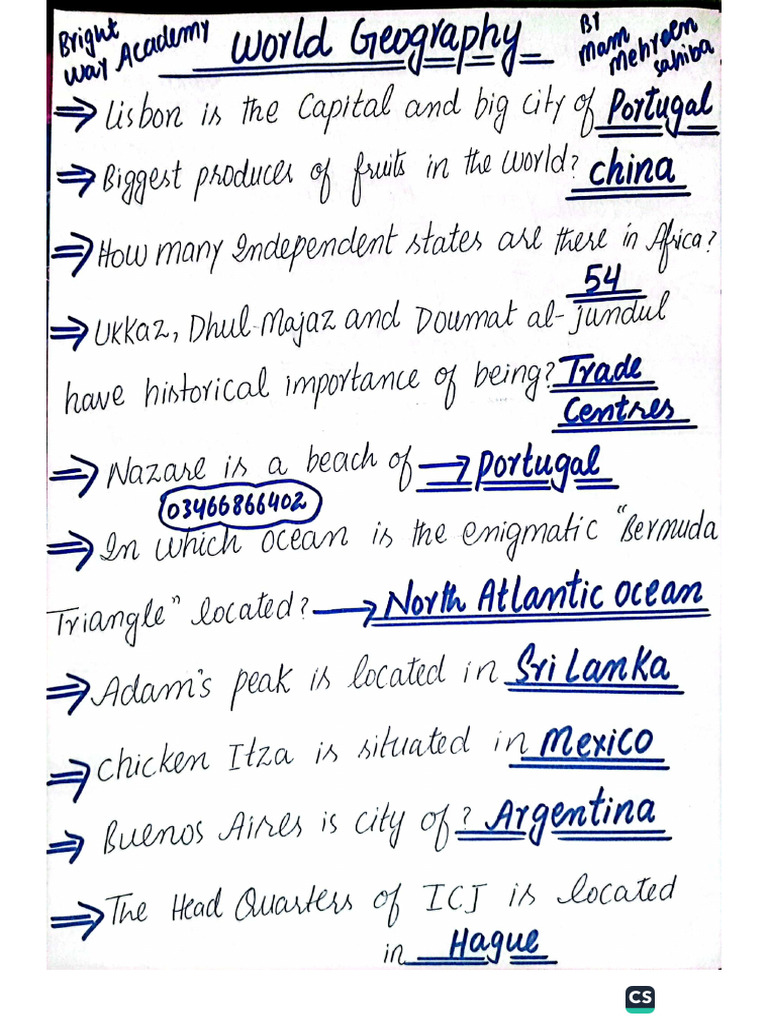 World Geography Repeated Questions For All Upcoming Exams | PDF