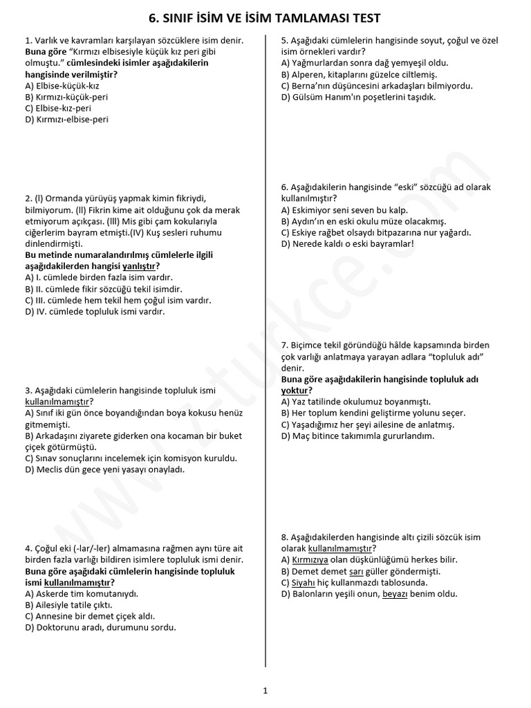 İsim - İsim Tamlaması 6 | PDF
