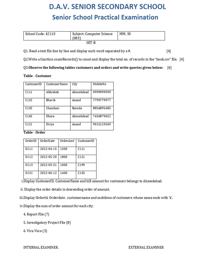 Computer Science Practical Exam 2023 | PDF