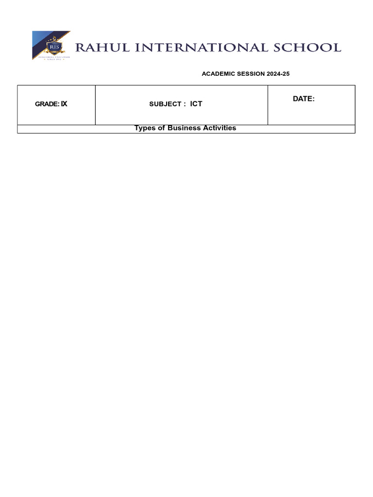 types of business activities | PDF | Partnership | Corporations