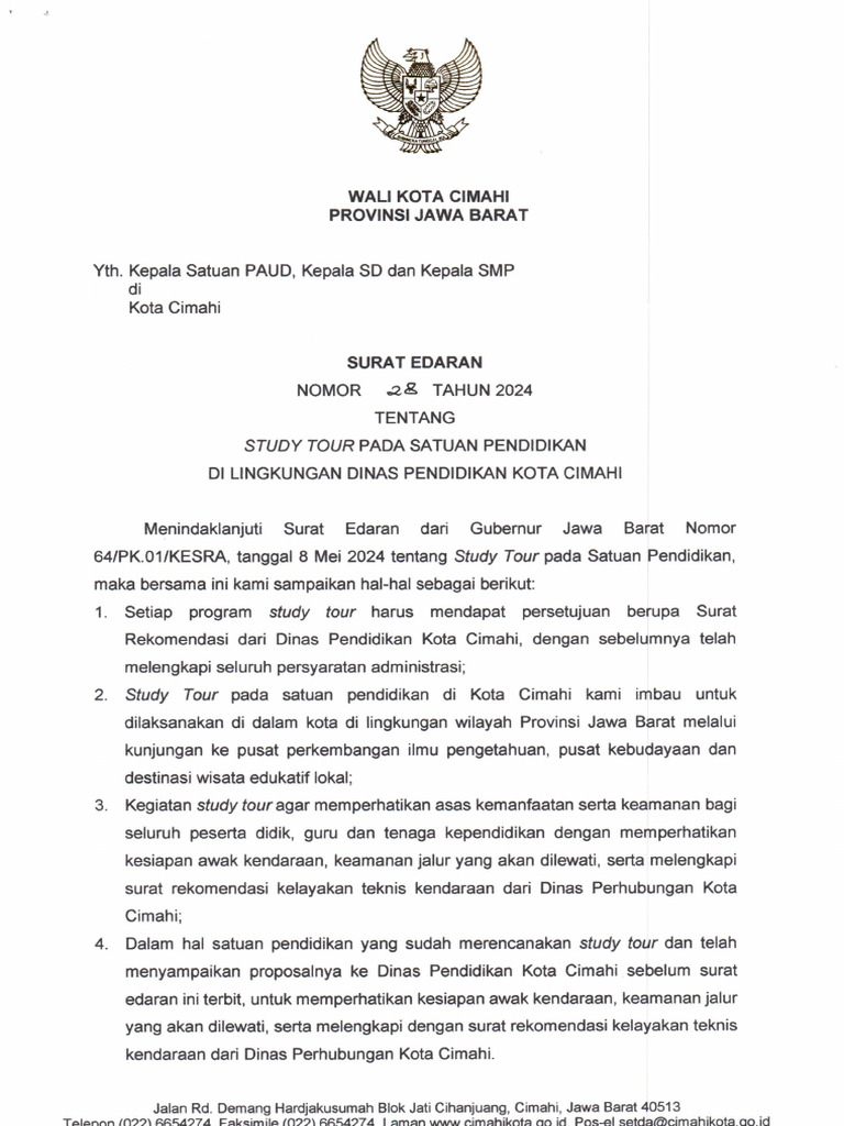 SE Study Tour Pada Satdik Di Lingkungan Disdik Cimahi | PDF