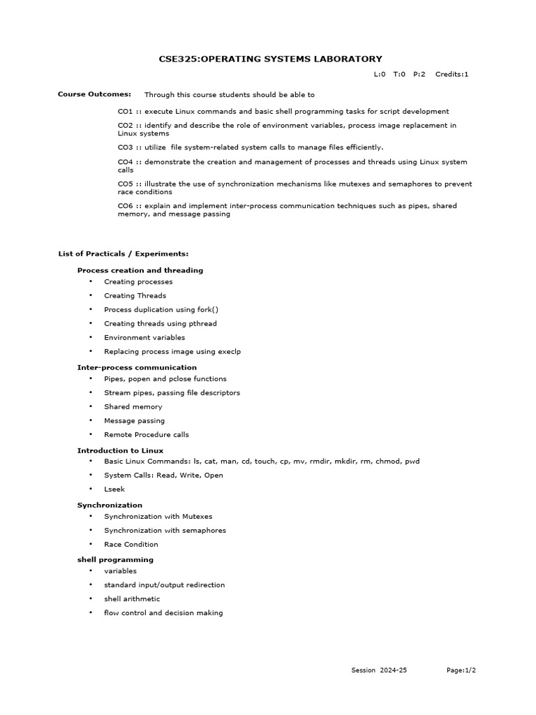 frmCourseSyllabusIPDownload | PDF | Operating System | Concurrency (Computer Science)