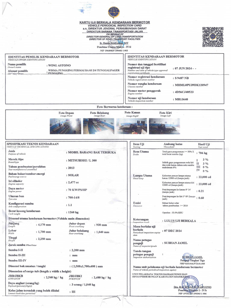 Surat KIR Mobil | PDF