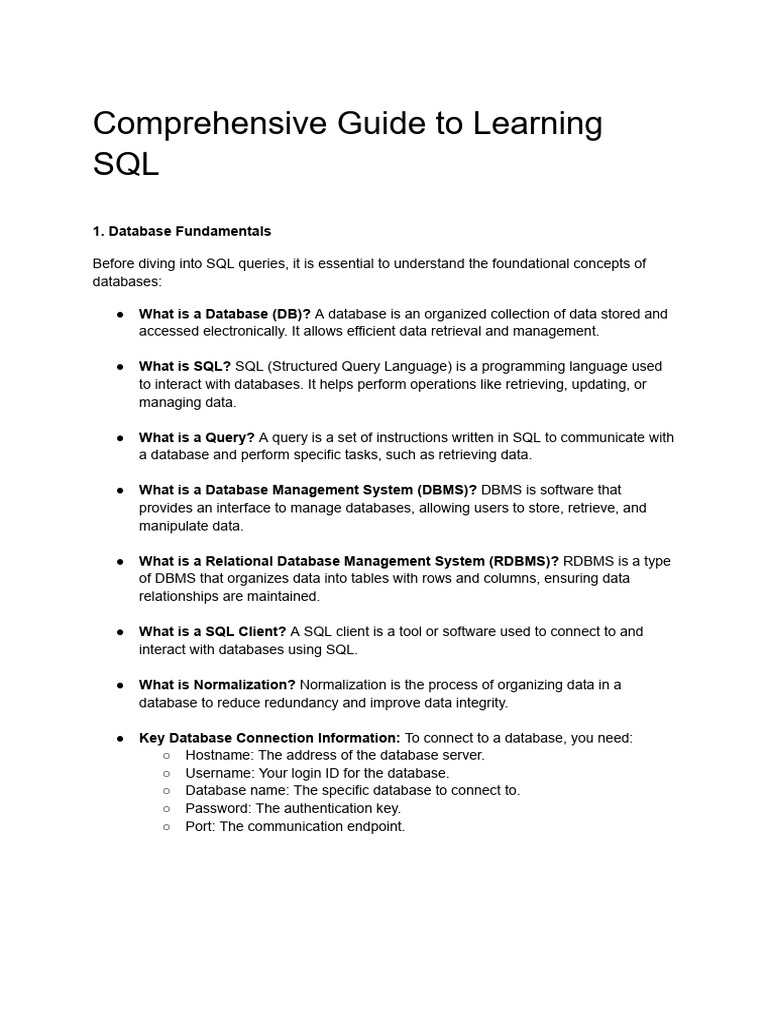 SQL Topics - Youtube | PDF | Databases | Sql